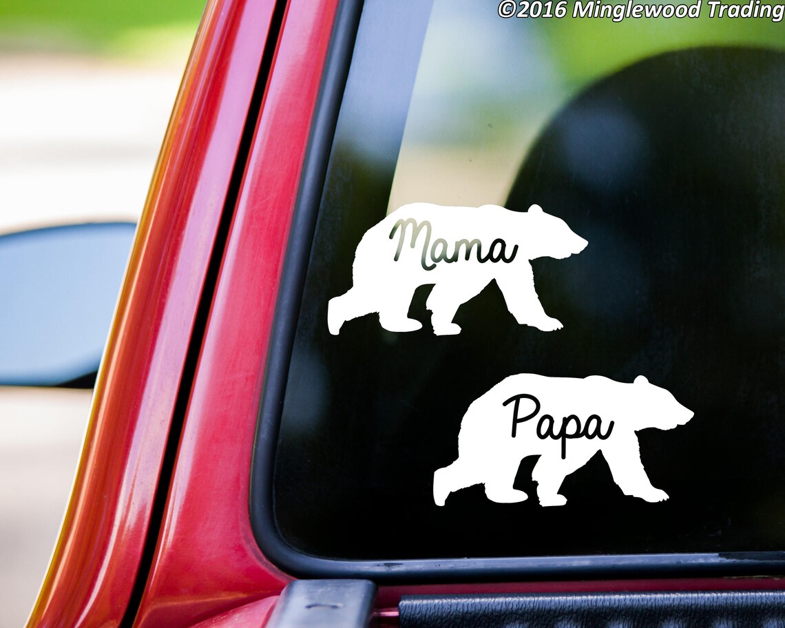Set MAMA & PAPA BEAR Vinyl Decal Stickers Mother Father Dad | Etsy