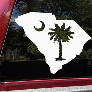South Carolina With Palmetto Tree Vinyl Decal - State Sabal Palm Tree ...
