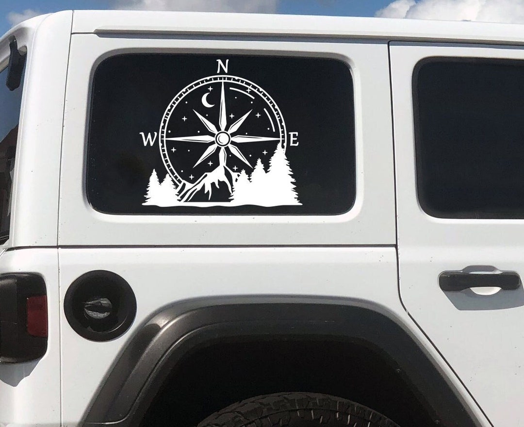 Compass Rose Mountain Vinyl Decal V1 - Forest Moon Stars Graphics for ...