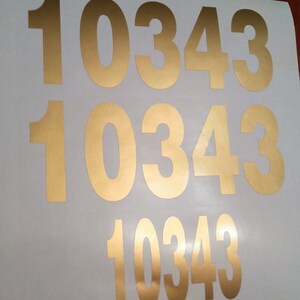 Set of HOA Mailbox Numbers in Gold - Vinyl Decals - Helvetica - Die Cut ...