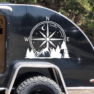 Compass Rose Hiker Mountain Vinyl Decal V1 - Forest Scene Graphics ...