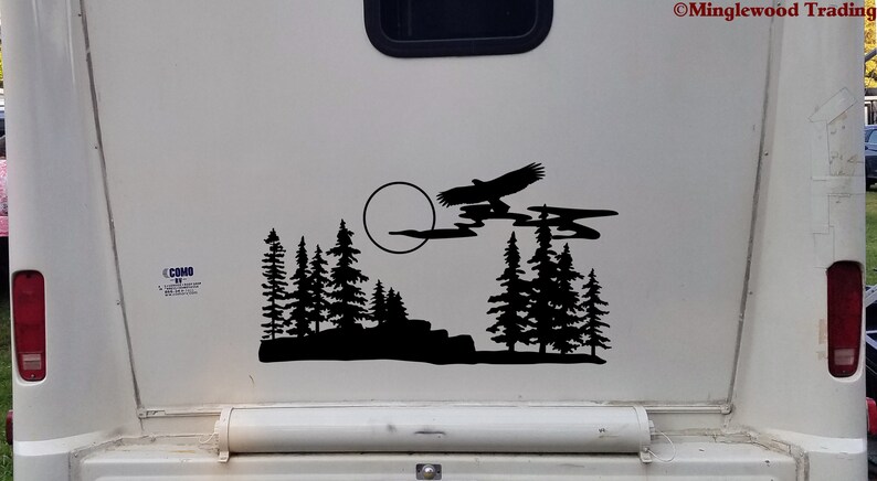 Flying Eagle With Trees Scene Vinyl Sticker Camper RV Travel - Etsy