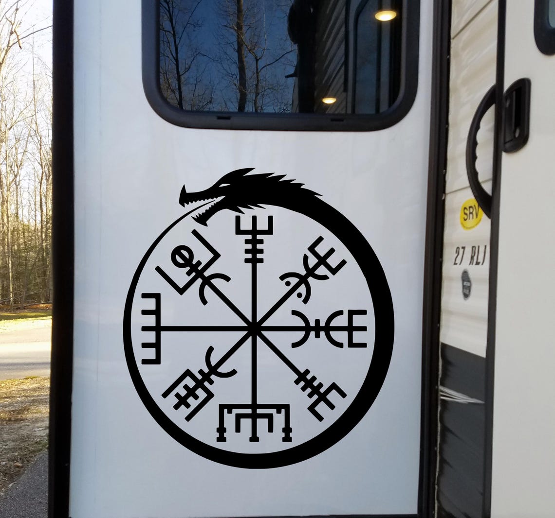 Jormungandr World Serpent Viking Compass Vegvisir V2 Sticker Ouroboros ...