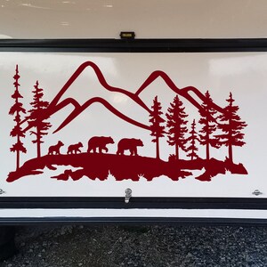 Bear Family Mountain Scene Vinyl Decal - RV Motorhome Graphics - Die ...
