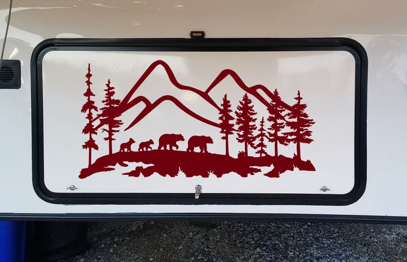 Bear Family Mountain Scene Vinyl Decal RV Motorhome Graphics | Etsy