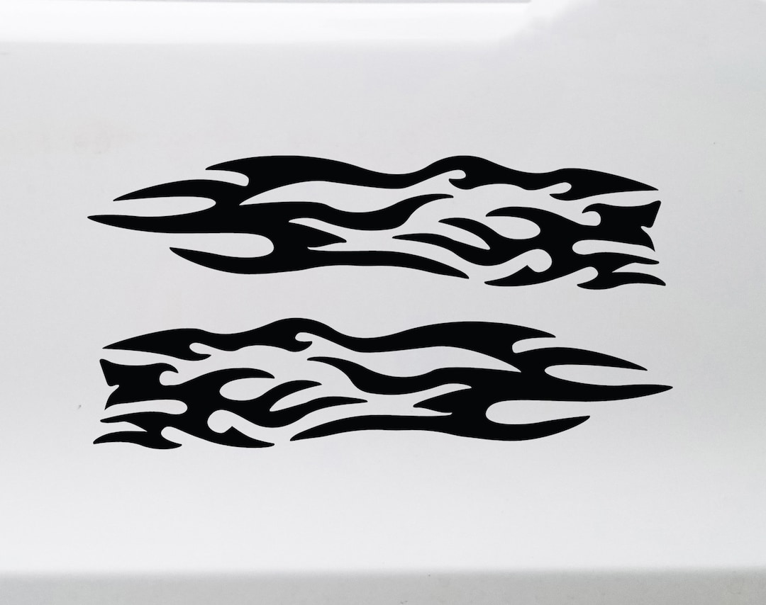 Flame Custom Vinyl Stickers – Mirrored Pair – Waterproof Weather ...