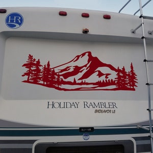 Mountains Forest Scene Vinyl Decal V3 - Camper RV Travel Trailer ...