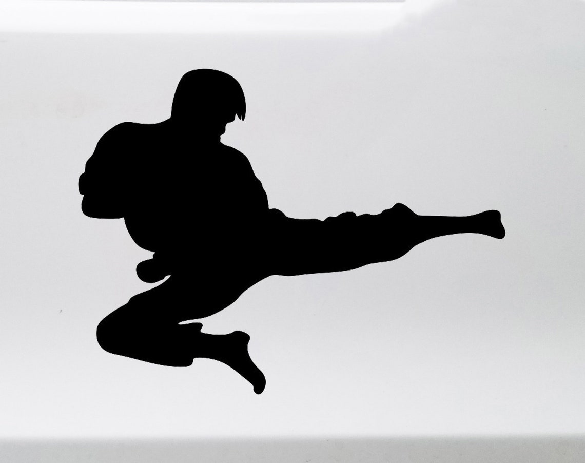 Karate Boy Vinyl Decal V1 Man Flying Kick Judo Taekwondo | Etsy