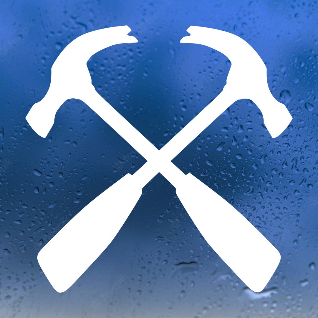Crossed Hammers Vinyl Decal - Claw Carpentry Construction - Die Cut ...