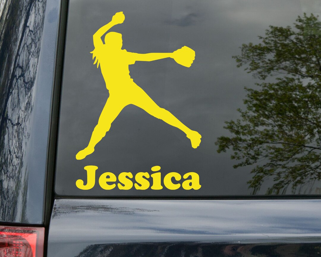 Softball Pitcher With Personalized Name Vinyl Decal Sticker - Fastpitch ...