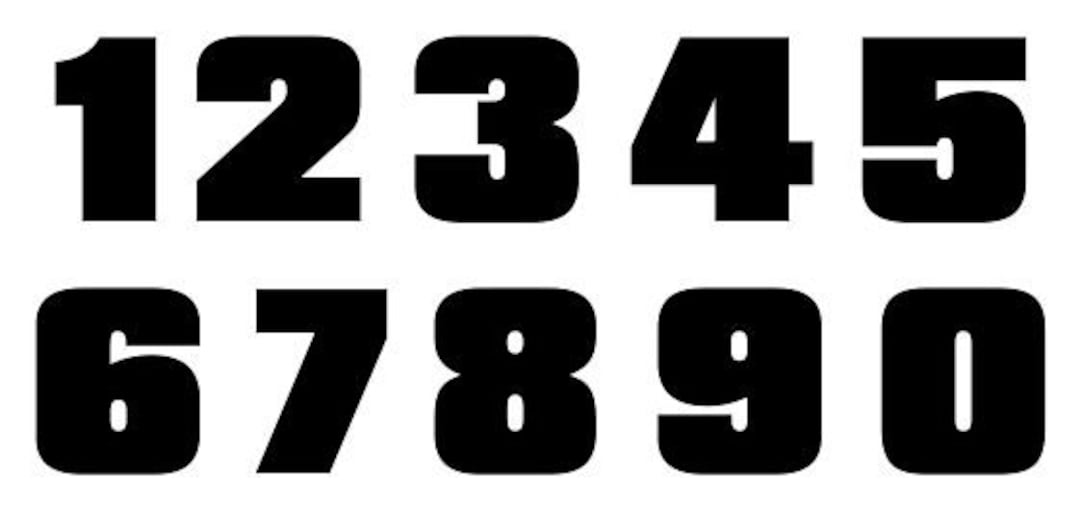 Sheet of 20 Numbers Vinyl Decal Bold Racing Sans Serif Die Cut Stickers ...