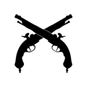 Crossed Flintlock Pistols Vinyl Decal Sticker Revolutionary War Gun Arm ...