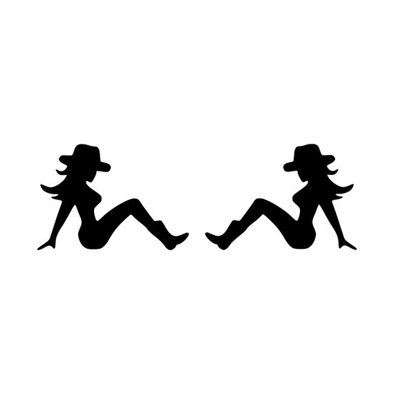 Pair Mudflap Cowgirl Vinyl Decal Stickers Trucker Girl Lady Etsy