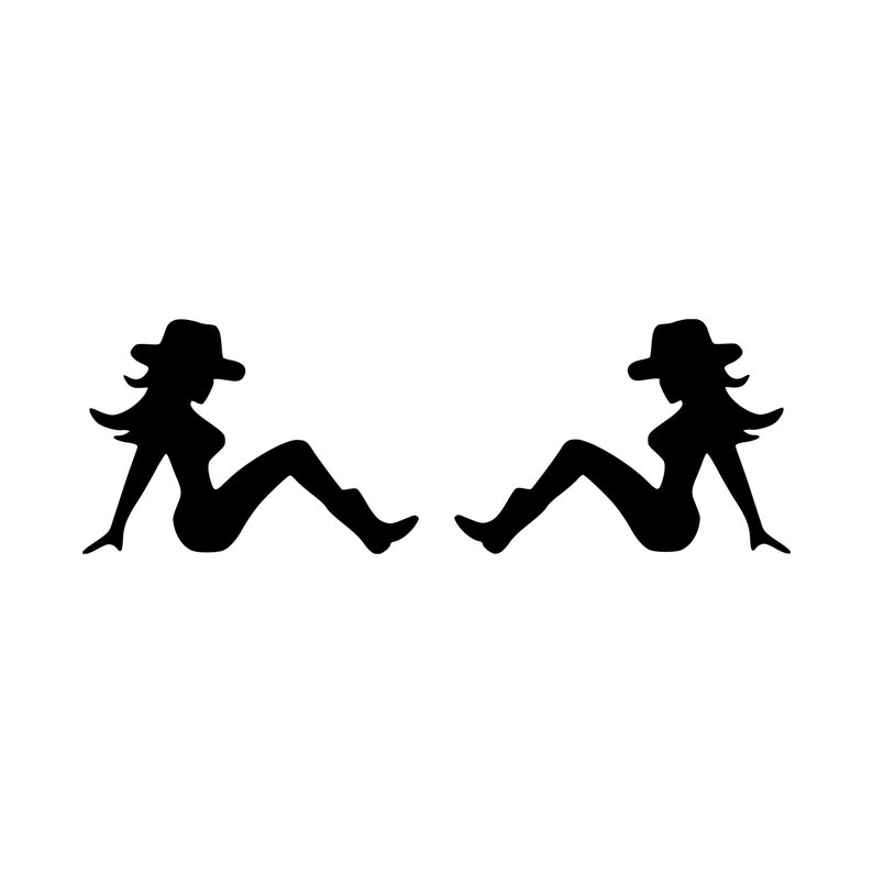 Pair Mudflap Cowgirl Vinyl Decal Stickers Trucker Girl Lady Etsy