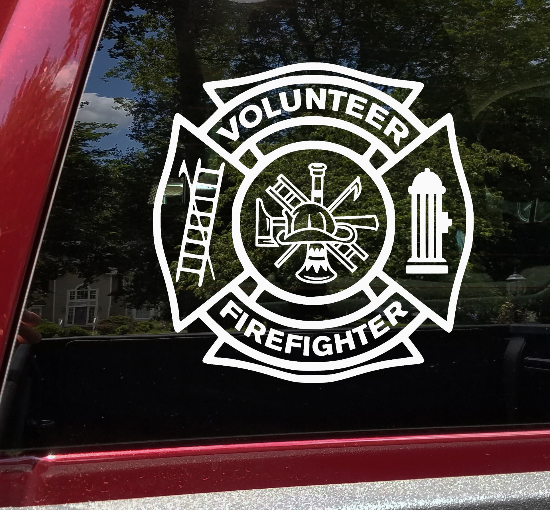 Volunteer Firefighter Vinyl Decal Sticker - VFD Fire Department Maltese ...