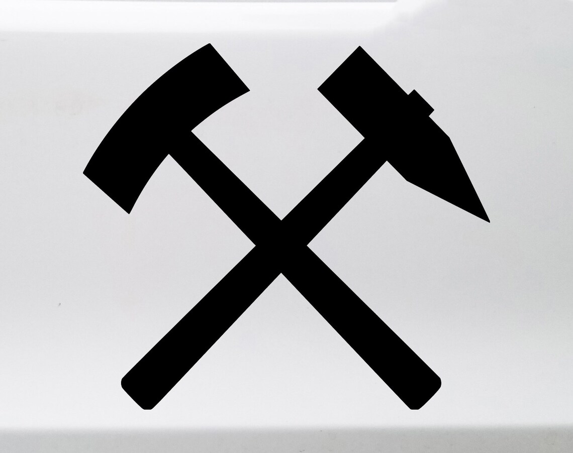 Crossed Hammer and Pick Vinyl Decal Mining Heraldry Miner | Etsy