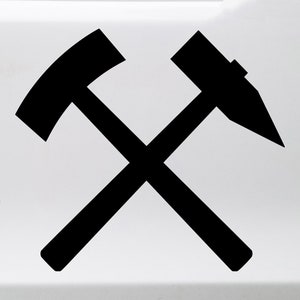 Crossed Hammer and Pick Vinyl Decal - Mining Heraldry Miner - Die Cut ...
