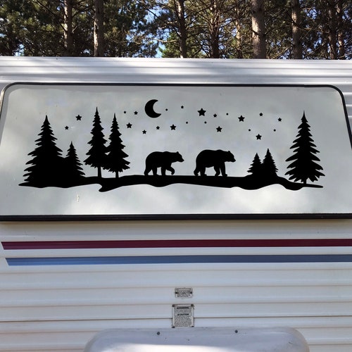 Mountains Bears Forest Scene Vinyl Decal V2 Camper RV Travel - Etsy