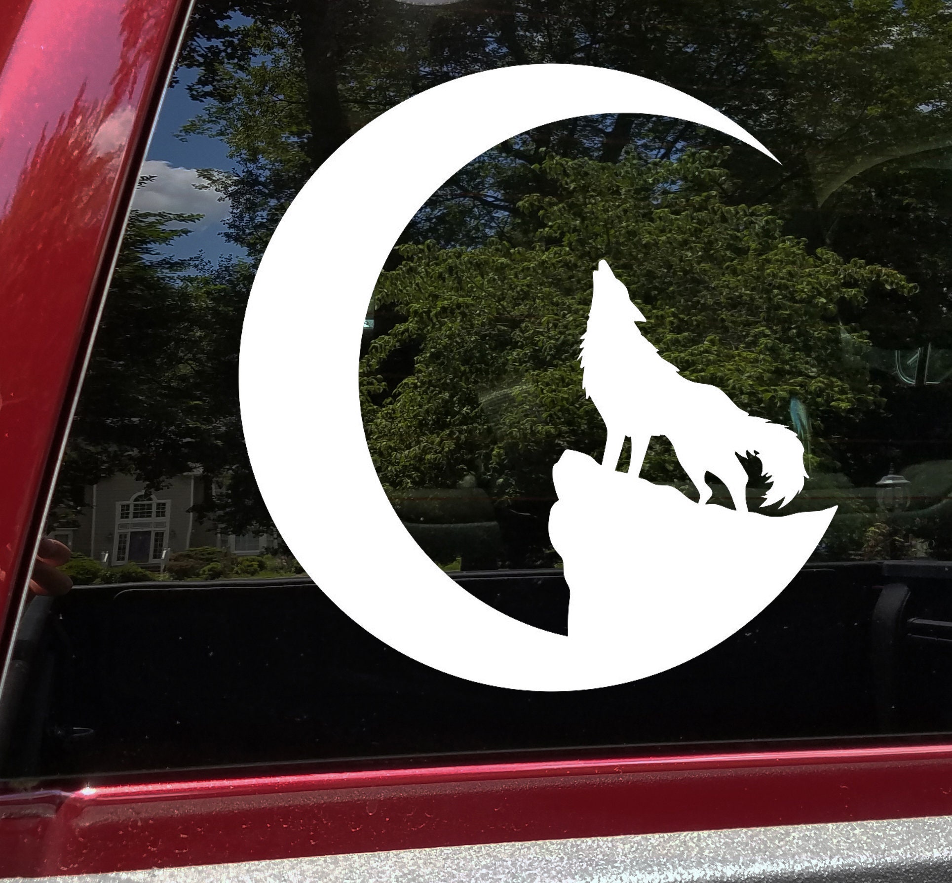 Howling Wolf in Crescent Moon Vinyl Decal Die Cut Sticker | Etsy