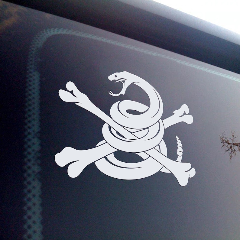 Rattlesnake Crossed Bones Vinyl Decal – Western Skull Snake Sticker ...