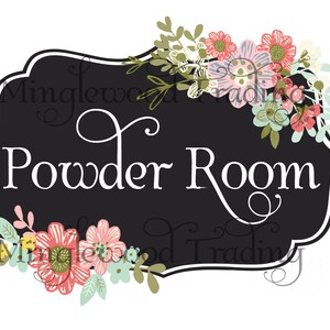 Powder Room Sign - Printable Wall Art - Digital Download PDF File - Etsy