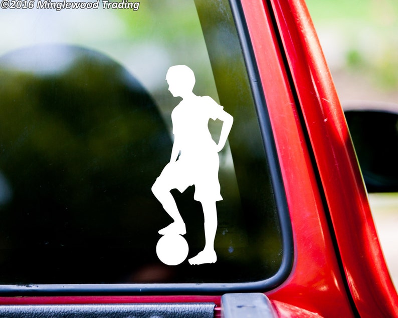 SOCCER PLAYER Vinyl Decal Sticker Boy Standing Ball Male | Etsy
