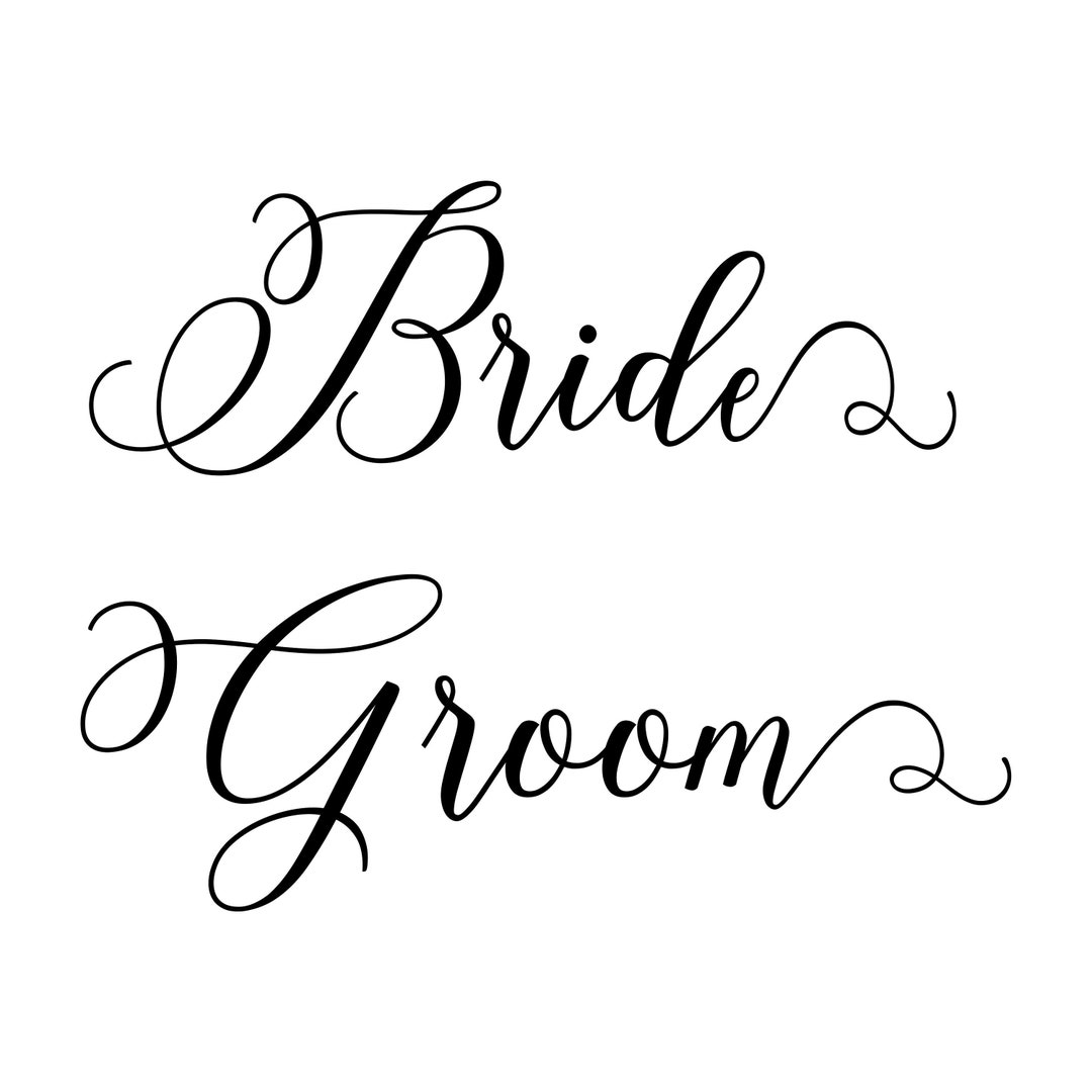 Bride and Groom 11" Vinyl Decal Stickers - V1 - Temporary Wedding Decor ...