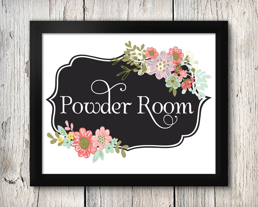 Powder Room Sign - Printable Wall Art - Digital Download PDF File - Etsy