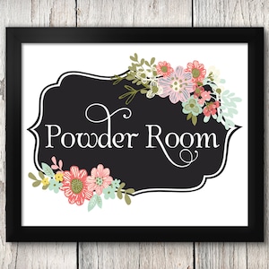Powder Room Sign - Printable Wall Art - Digital Download PDF File - Etsy
