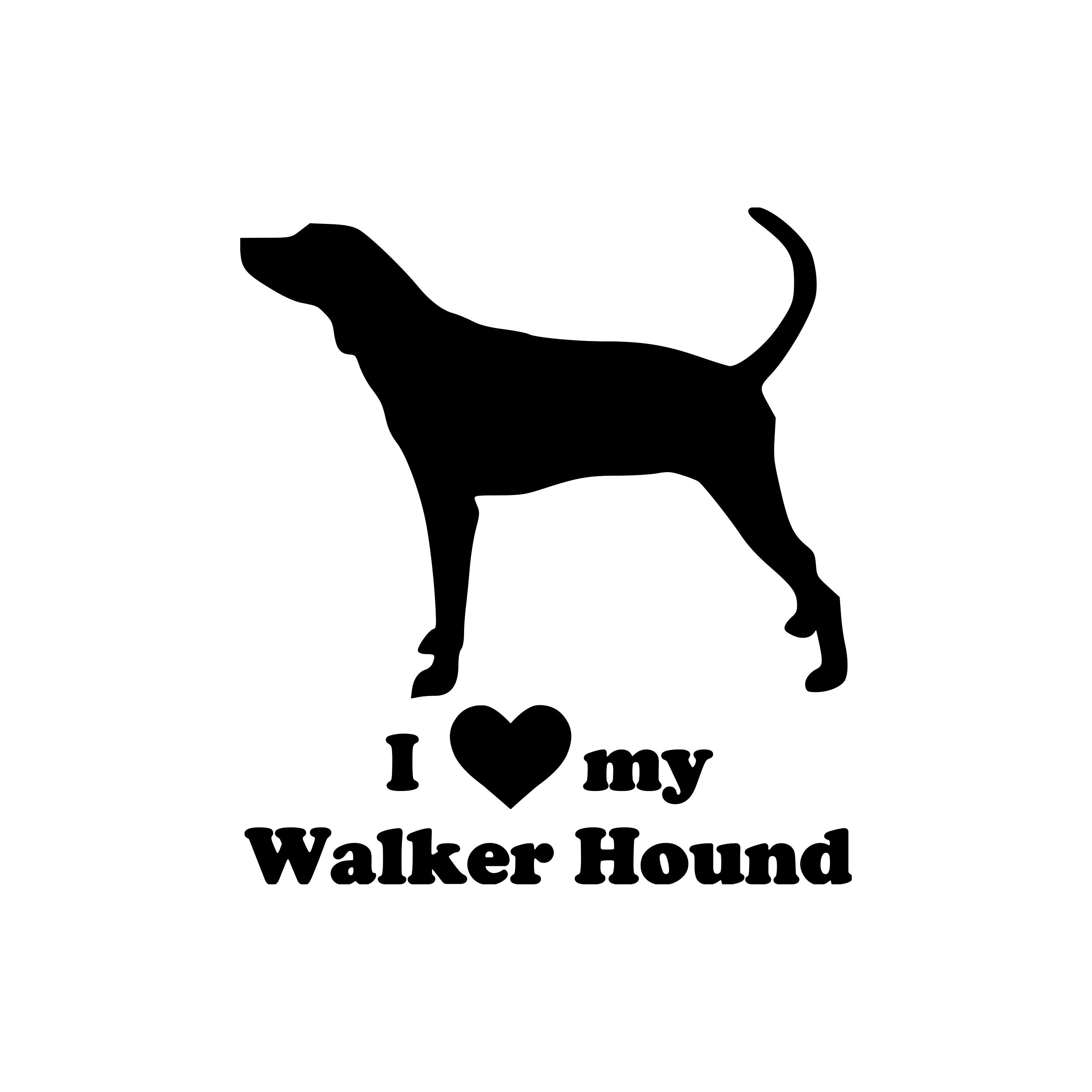 I Love My Walker Hound Dog Vinyl Decal - Treeing Coonhound Plott - Die ...