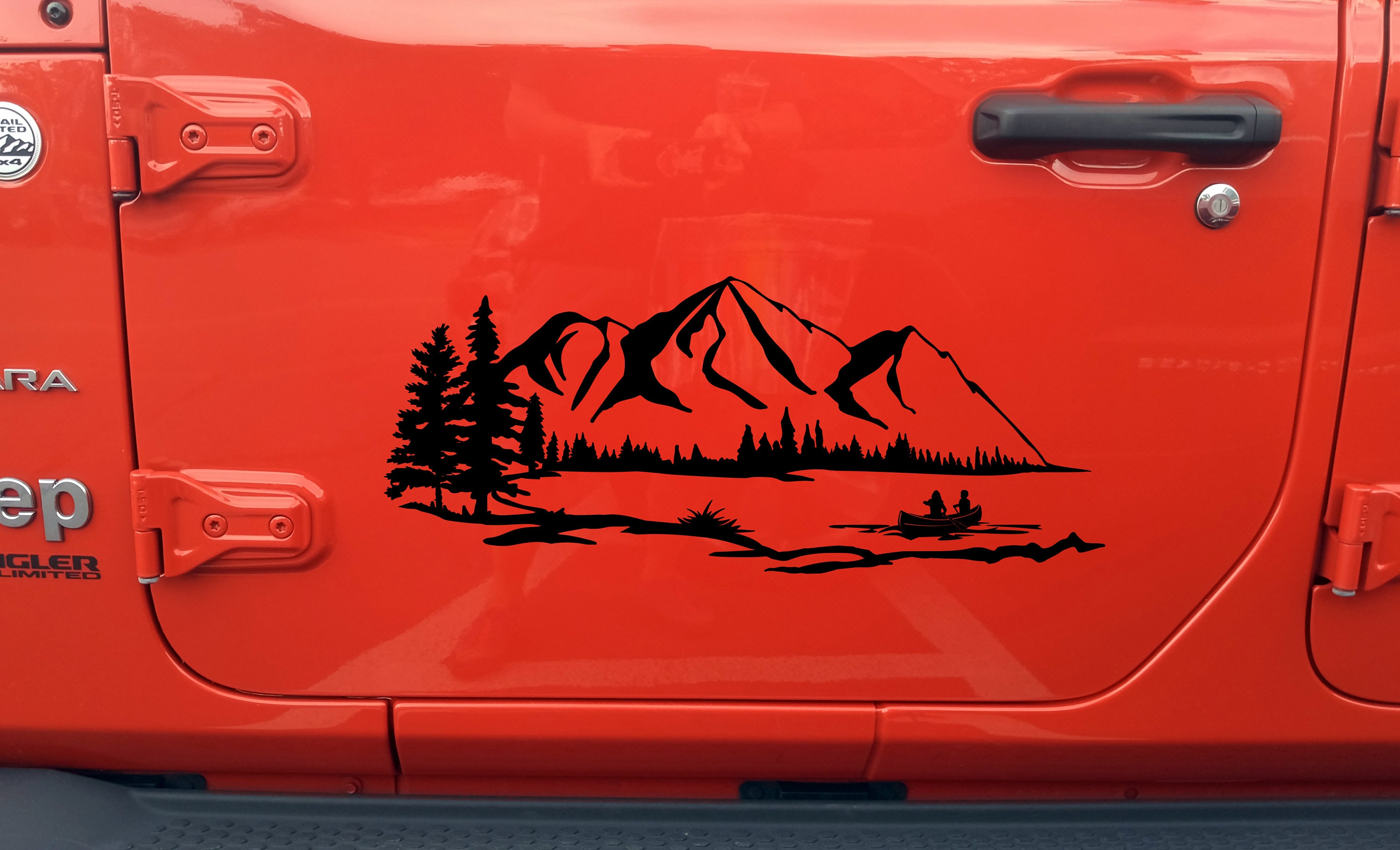 Lake & Mountain Canoe Scene V1 Vinyl Decal - RV Camper Window Graphic ...