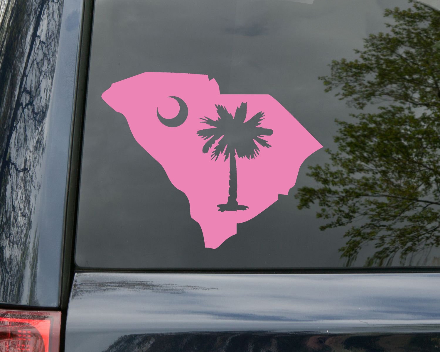 South Carolina With Palmetto Tree Vinyl Decal - State Sabal Palm Tree ...