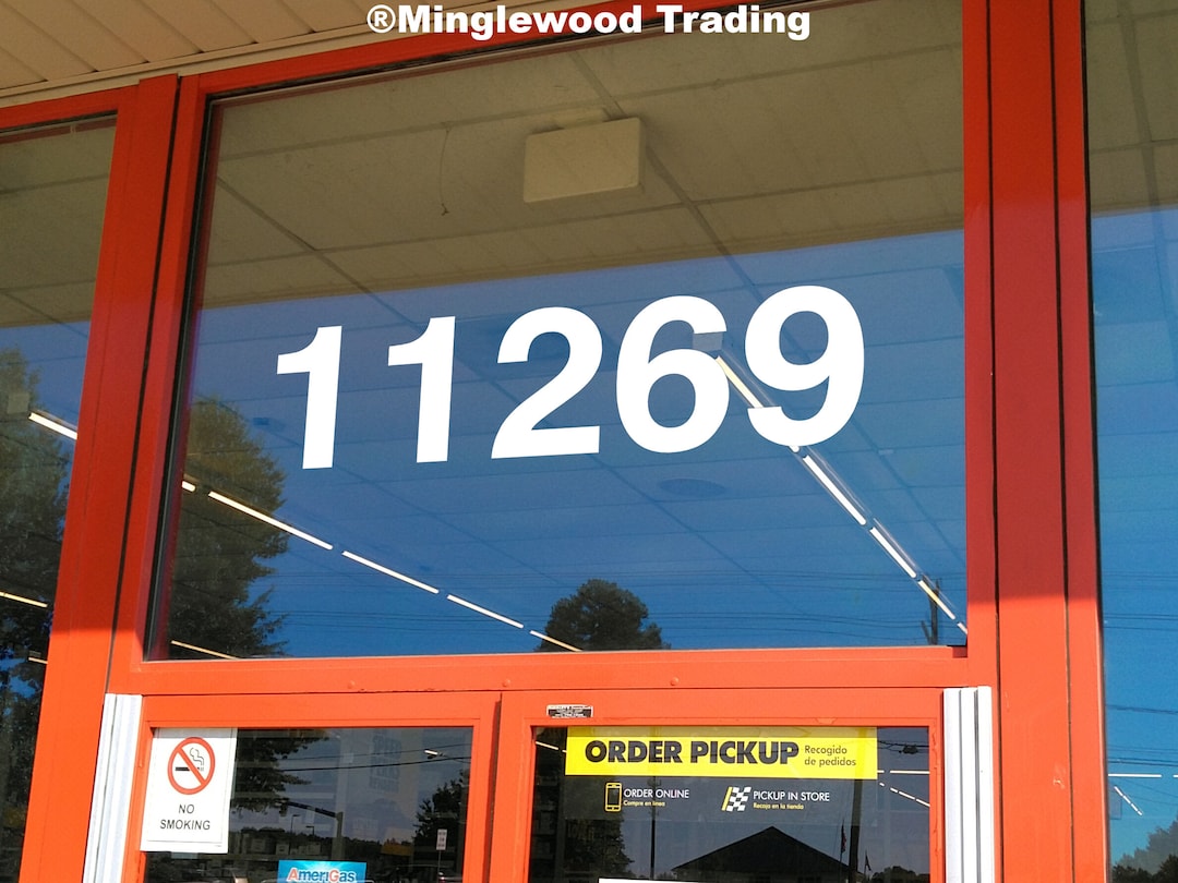 White Store Window Vinyl Address Numbers - Storefront Glass Door ...