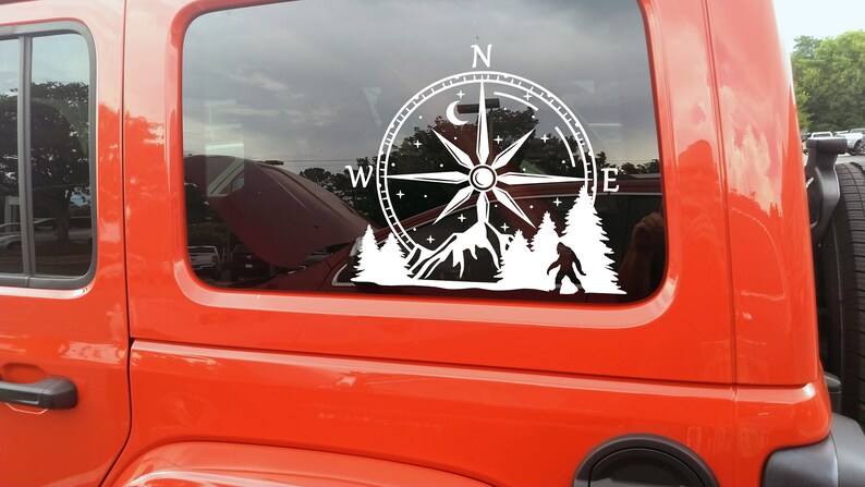 Bigfoot Compass Mountain Vinyl Decal V1 Forest Sasquatch - Etsy