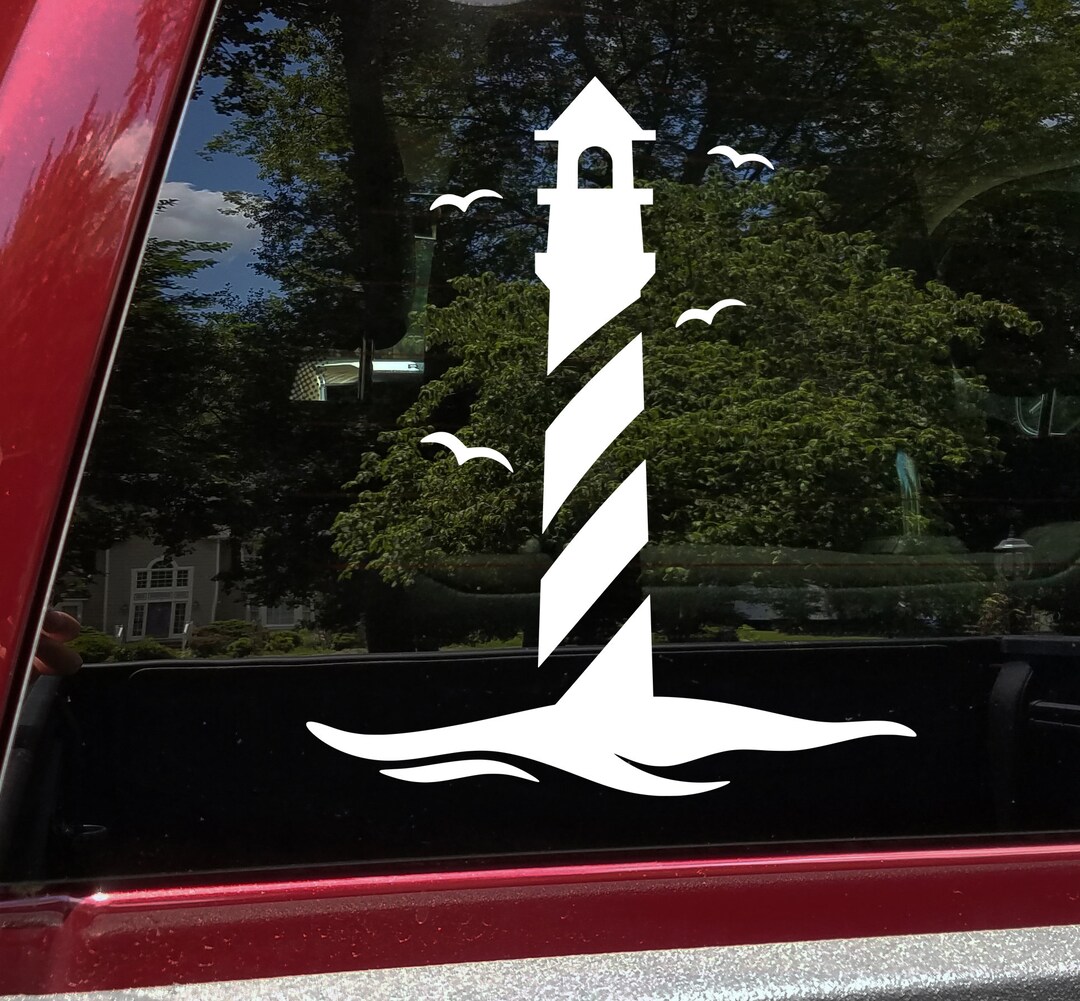 Lighthouse Vinyl Decal V2 - NC Coast Outer Banks Beach - Die Cut ...