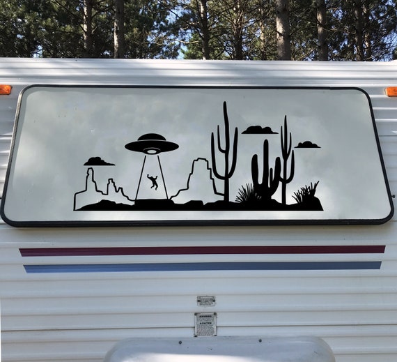 UFO Desert Cactus Scene Vinyl Decal RV Graphics Alien | Etsy