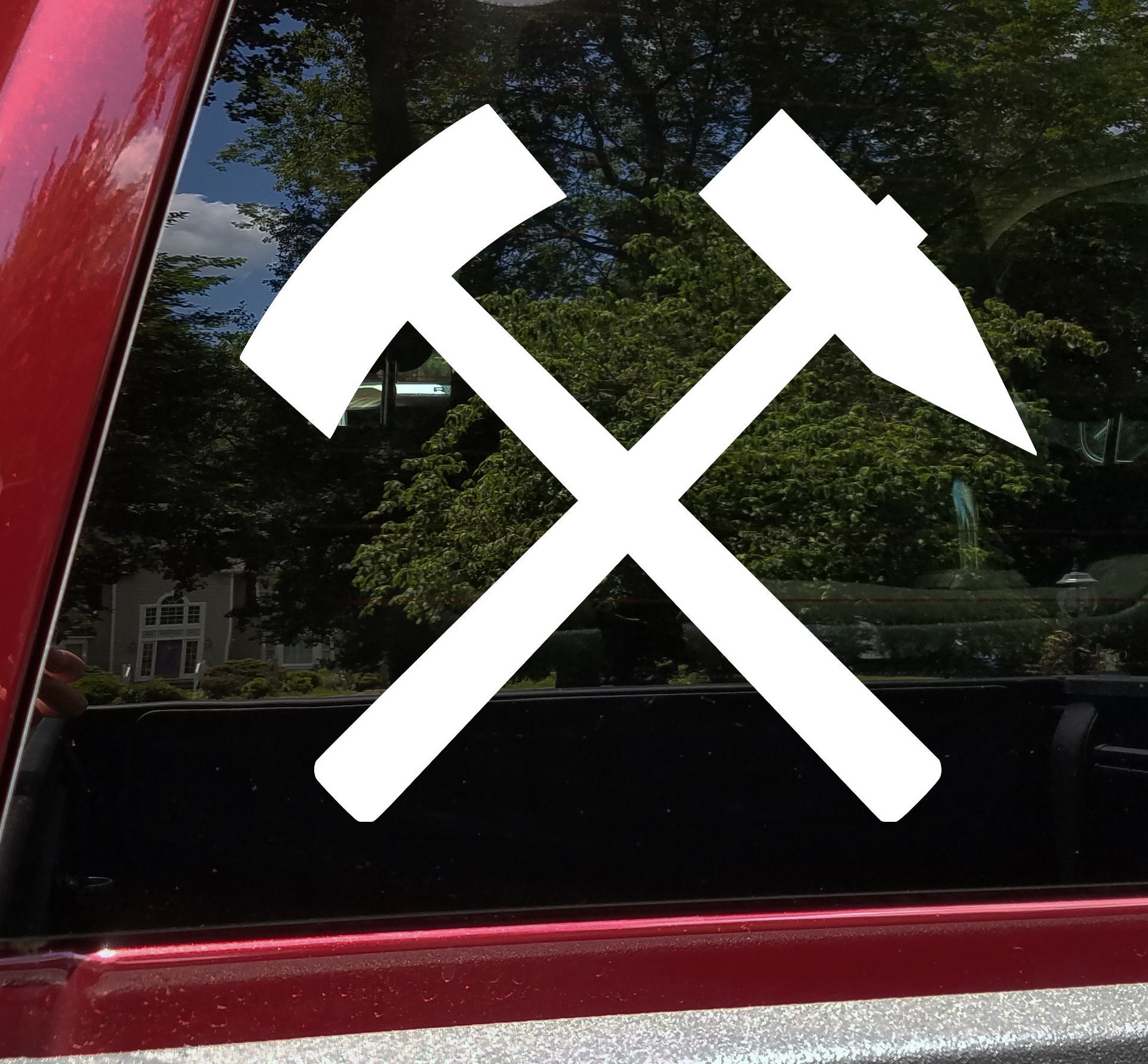 Crossed Hammer and Pick Vinyl Decal Mining Heraldry Miner - Etsy