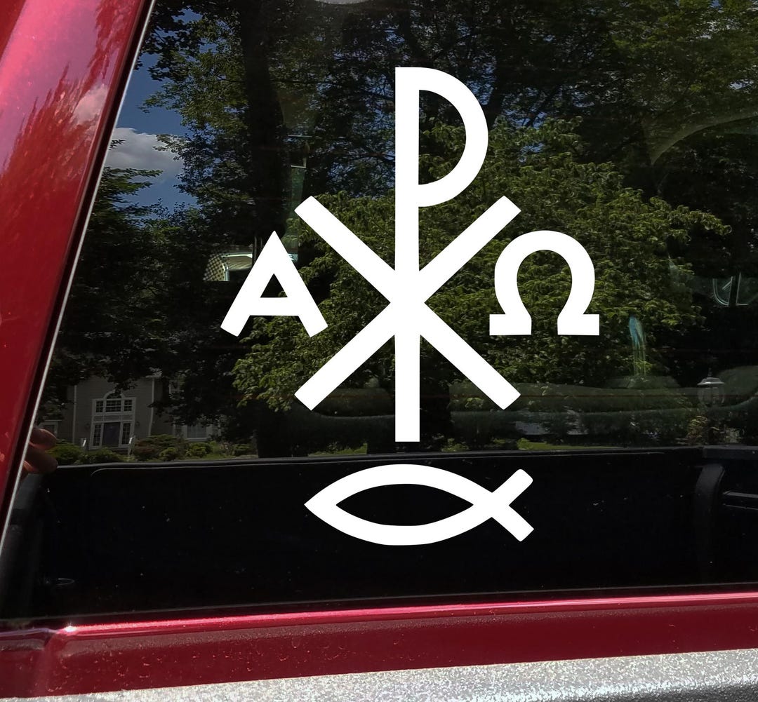 Chi Rho Christogram Vinyl Decal V2 | Ichthys Jesus Fish Alpha Omega ...