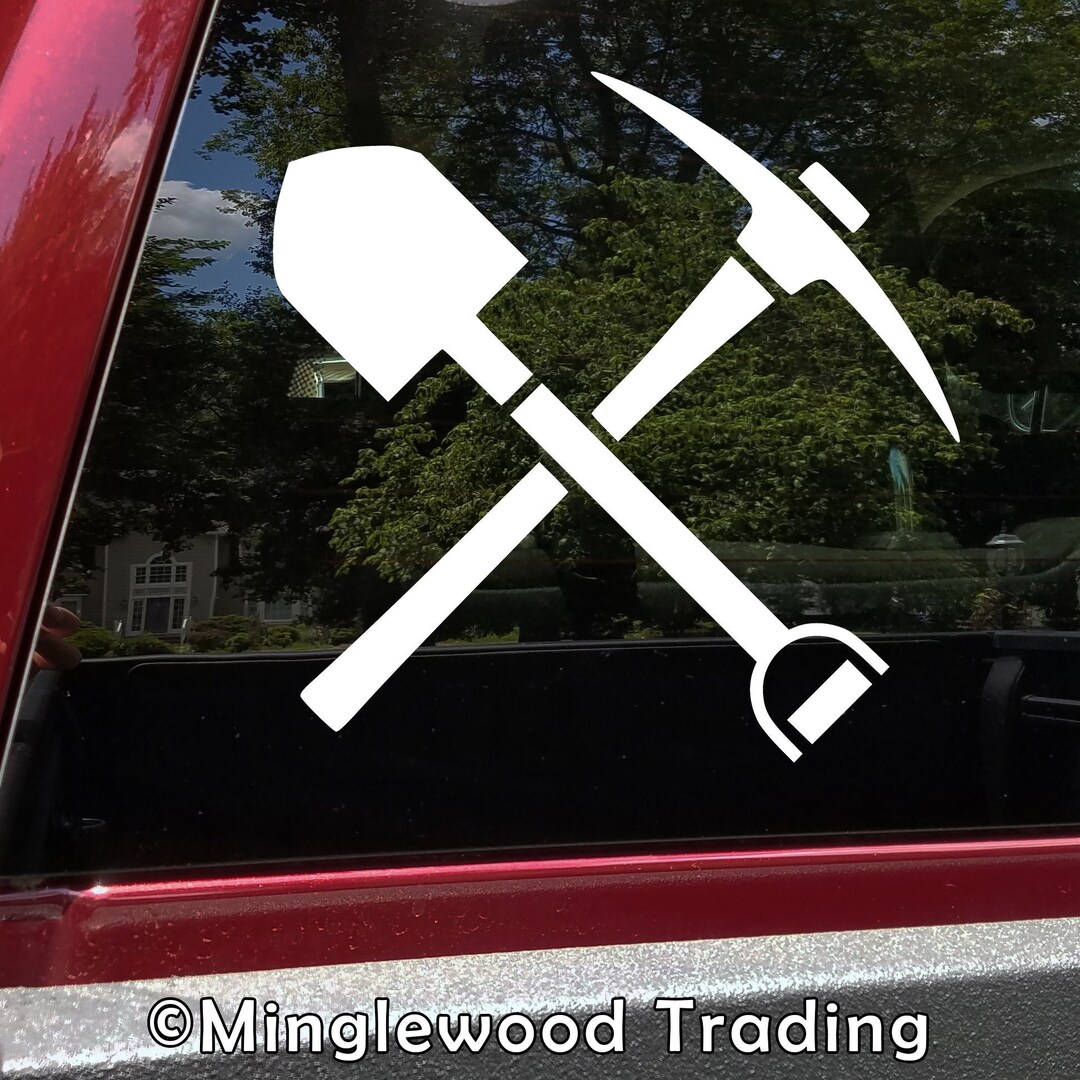 Crossed Shovel and Pick Axe Vinyl Decal - Mining Pickaxe Expedition ...