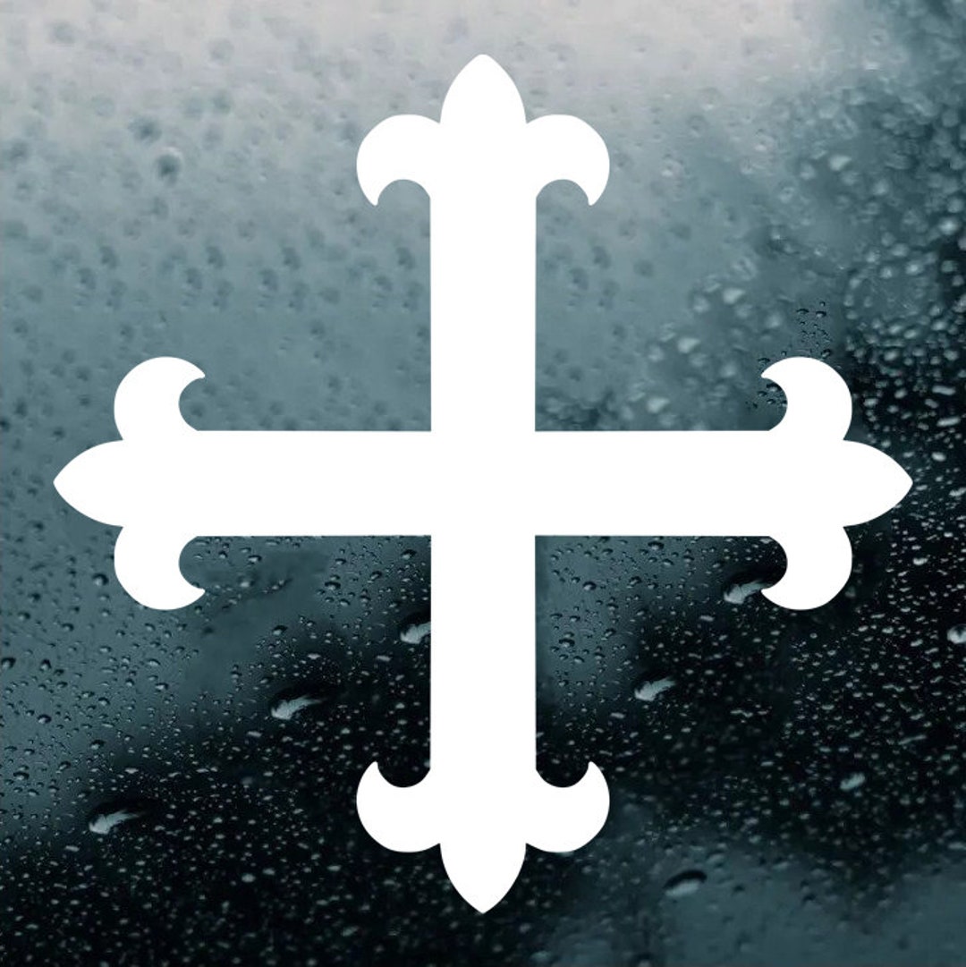 Cross Fleury Flory Vinyl Decal - Heraldry Fleur-de-lis Trefoil - Die ...