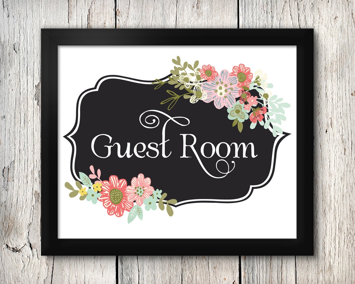 Guest Room Sign Printable Wall Art Floral Bedroom Decor Digital ...