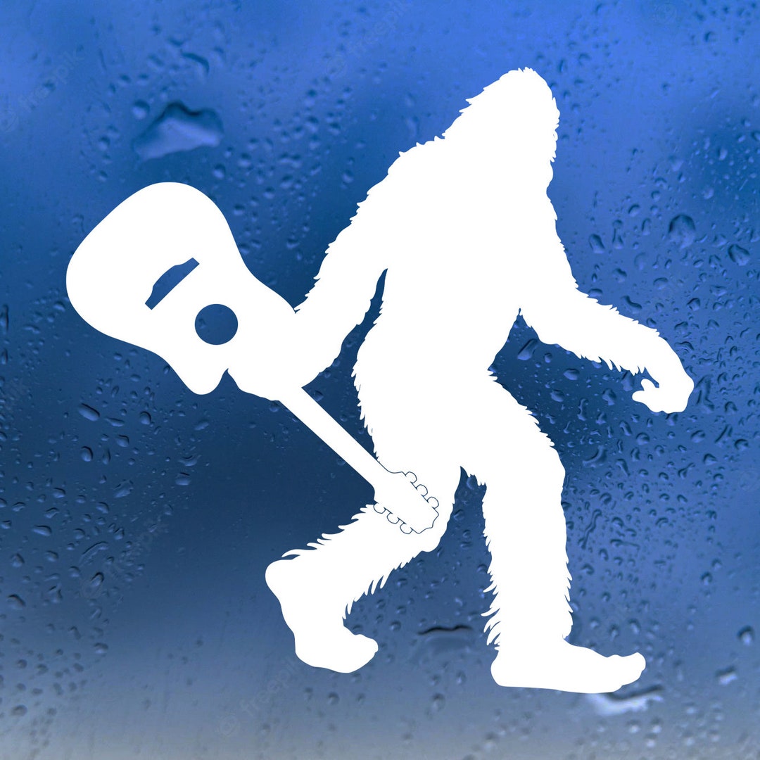 Bigfoot Carrying Guitar Vinyl Decal - Sasquatch Acoustic Bluegrass ...