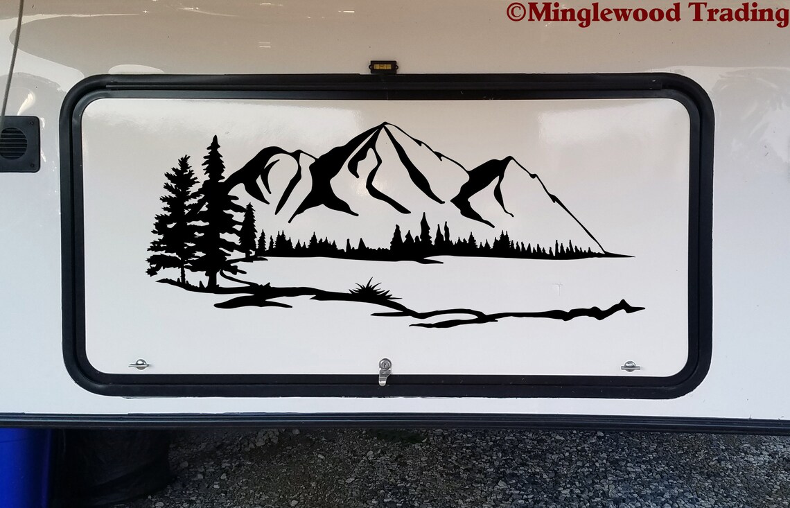Lake Mountain Trees Scene Vinyl Sticker Camper RV Travel - Etsy Canada