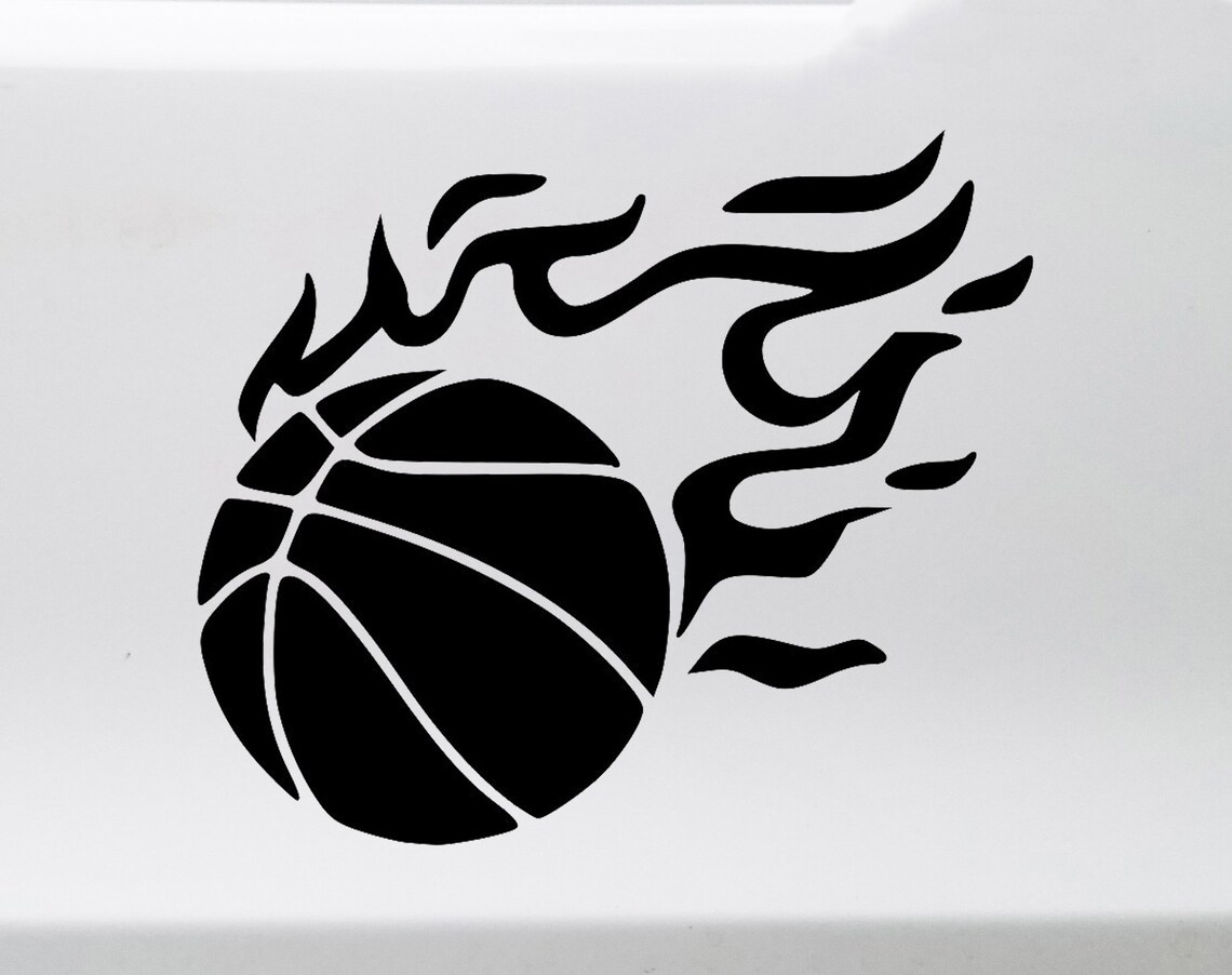Flaming Basketball Vinyl Decal Flames Ball Hoops Court Team - Etsy