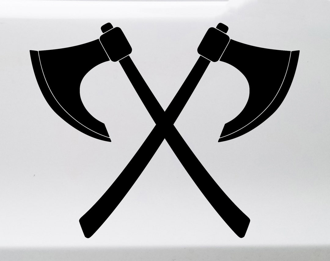 Crossed Viking Axes Vinyl Decal - Bearded Dane Skeggox Battle Hafted ...
