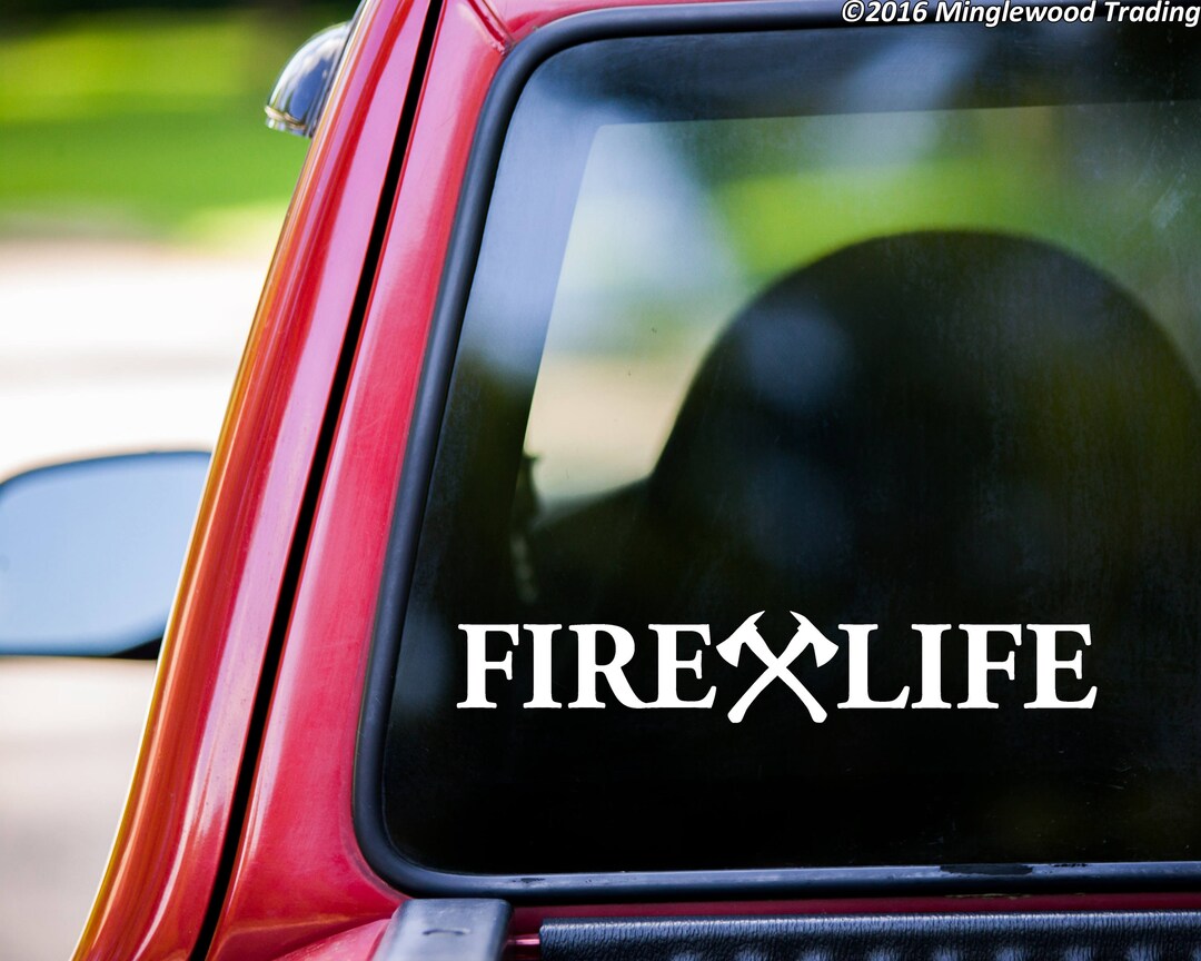 Fire Life Vinyl Decal Sticker Crossed Axes Firefighter V1 FD Fire ...