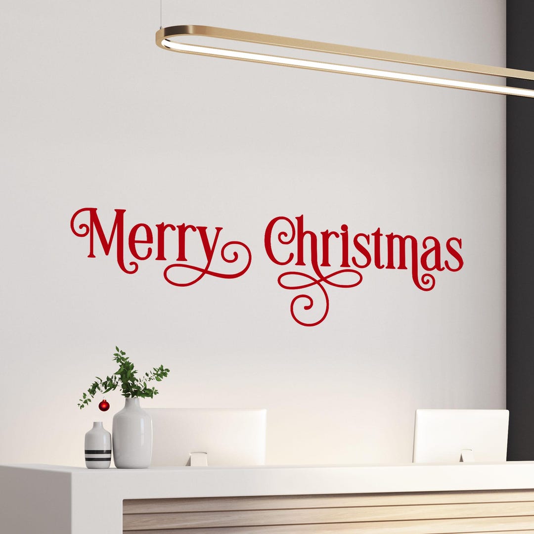 Large Merry Christmas Sign Vinyl Decal V4 | Custom Color Happy Holidays ...