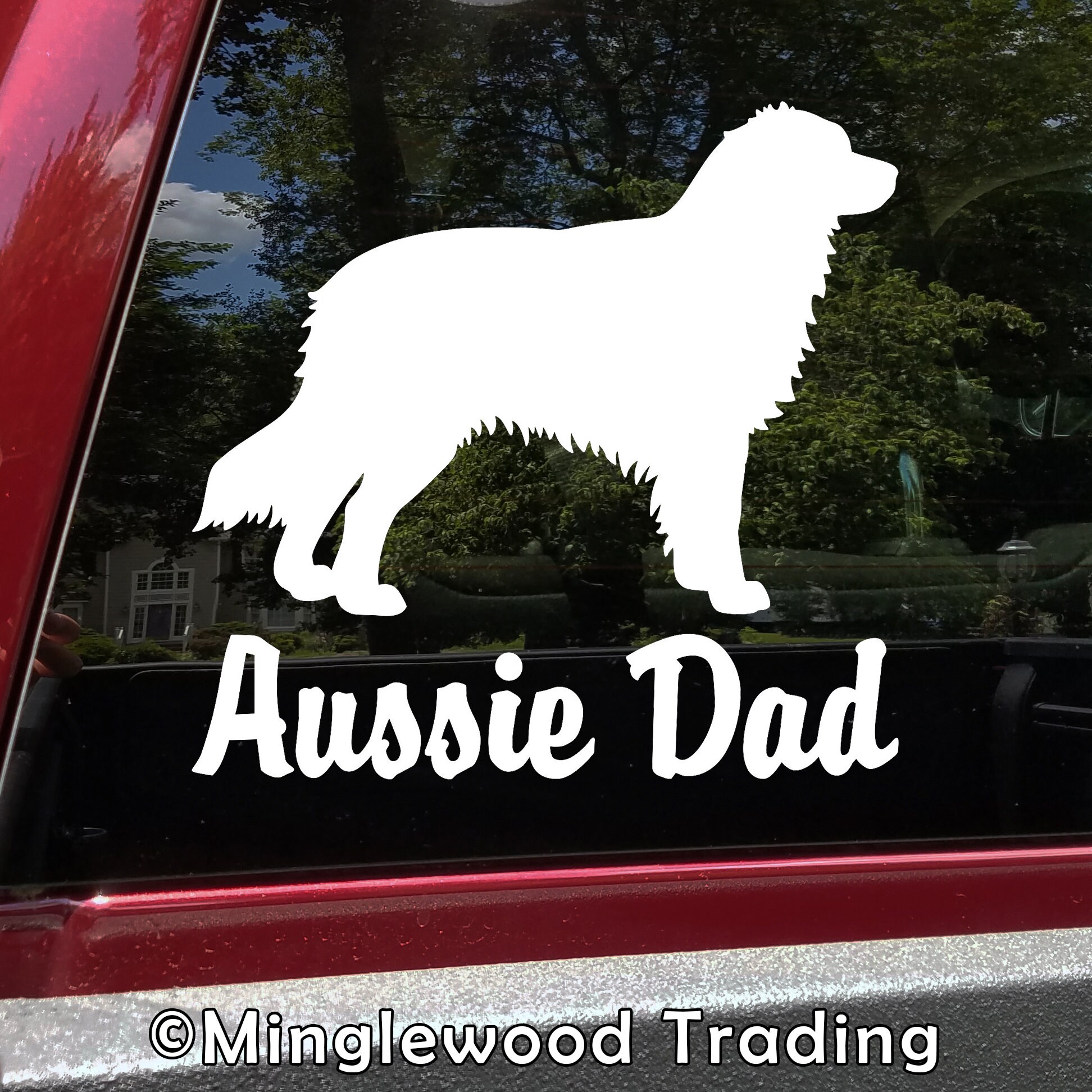 Aussie Dad Vinyl Sticker -V2- Australian Shepherd Auss Dog Puppy - Die ...