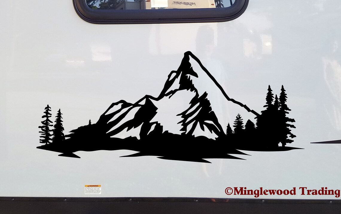 Mountain Scene With Trees Vinyl Sticker Camper RV Travel - Etsy