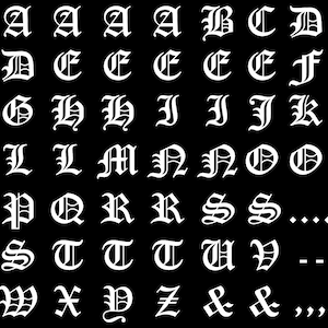 Old English Letter Sheet Vinyl Decals - Gothic Olde - Die Cut Stickers ...